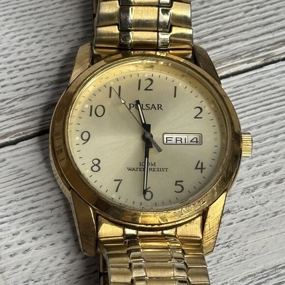 Pulsar | Accessories | Pulsar Wrist Watch Mens Big And Tall Gold Tone ...